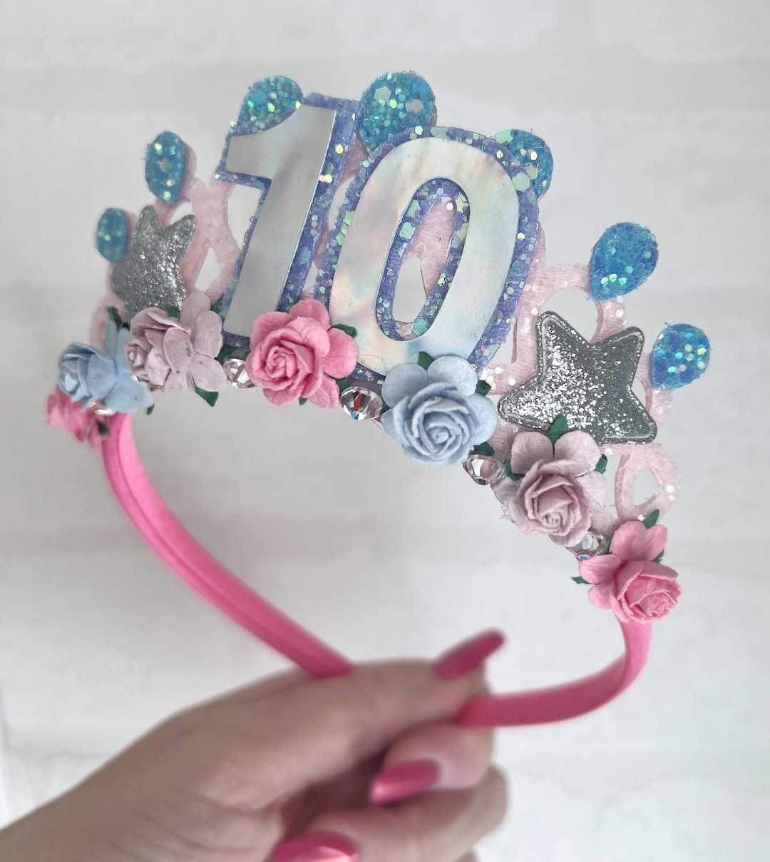 Birthday Tiara Crown, Pink, Lilac & Baby Blue Princess Birthday Crown ...