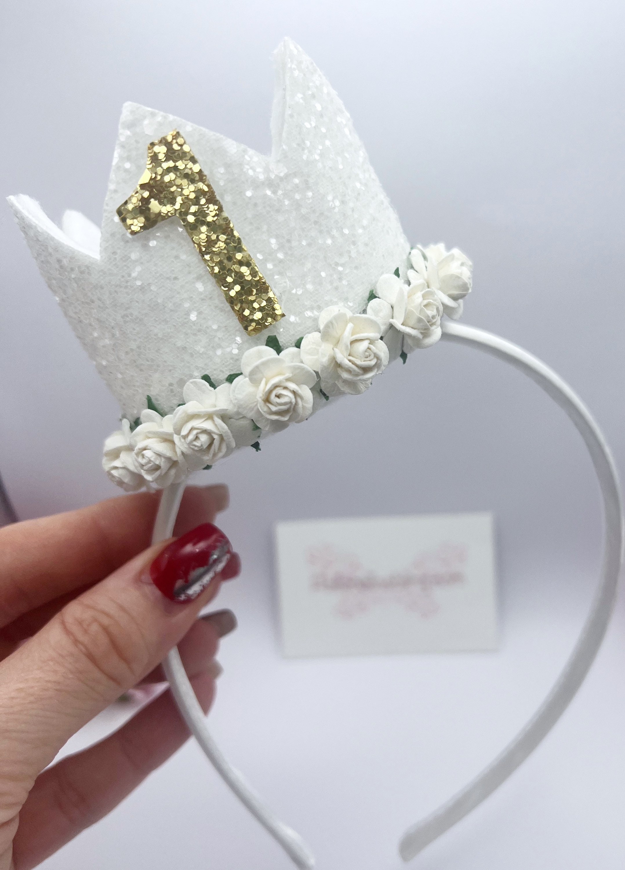 Crown on Alice Band White Birthday Crown Party Hat 1st - Etsy