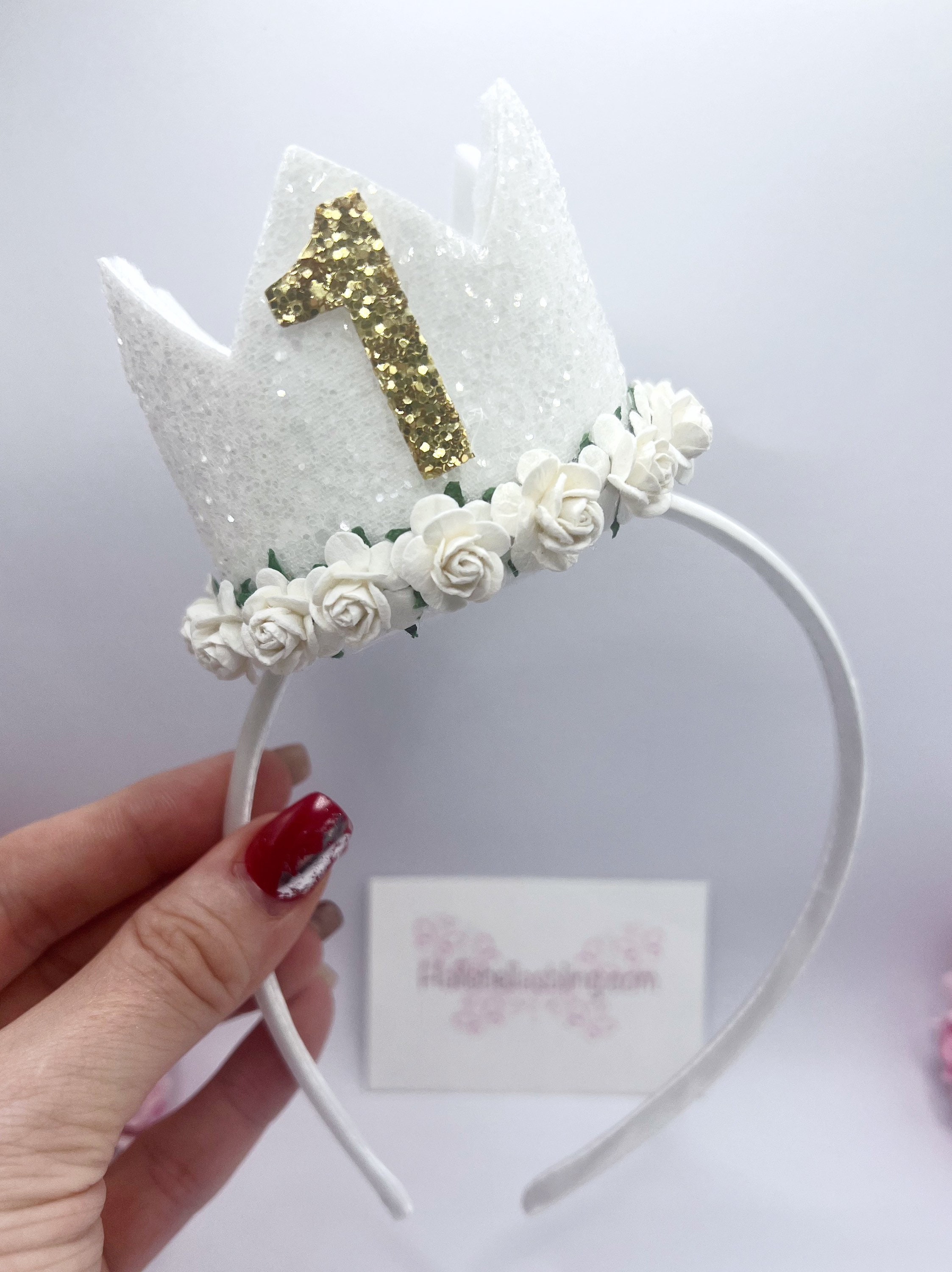 Crown on Alice Band White Birthday Crown Party Hat 1st - Etsy