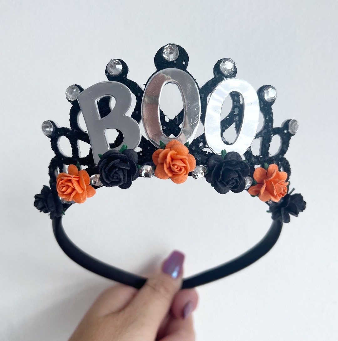 BOO Halloween Crown: Black, Silver & Orange Tiara Headband - Etsy
