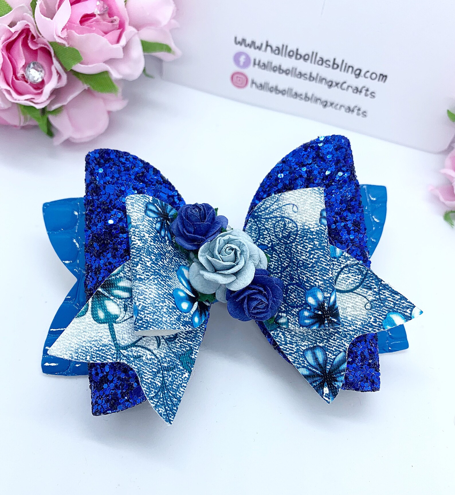 Hermoso lazo azul de pelo de verano / único lazo de pelo de | Etsy