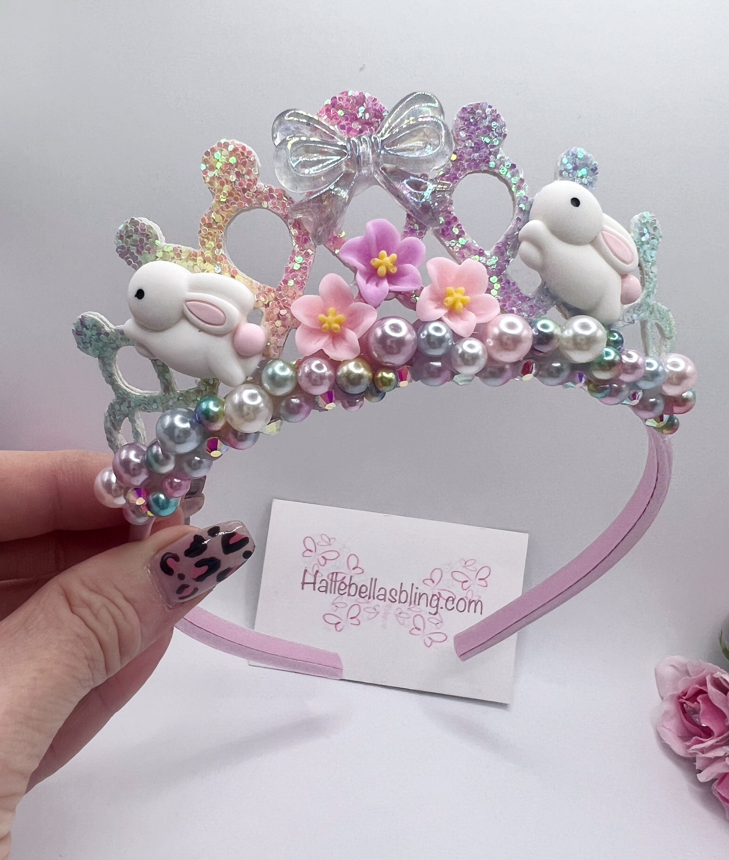 Rainbow Bunny Tiara: Easter Birthday Party Crown - Etsy