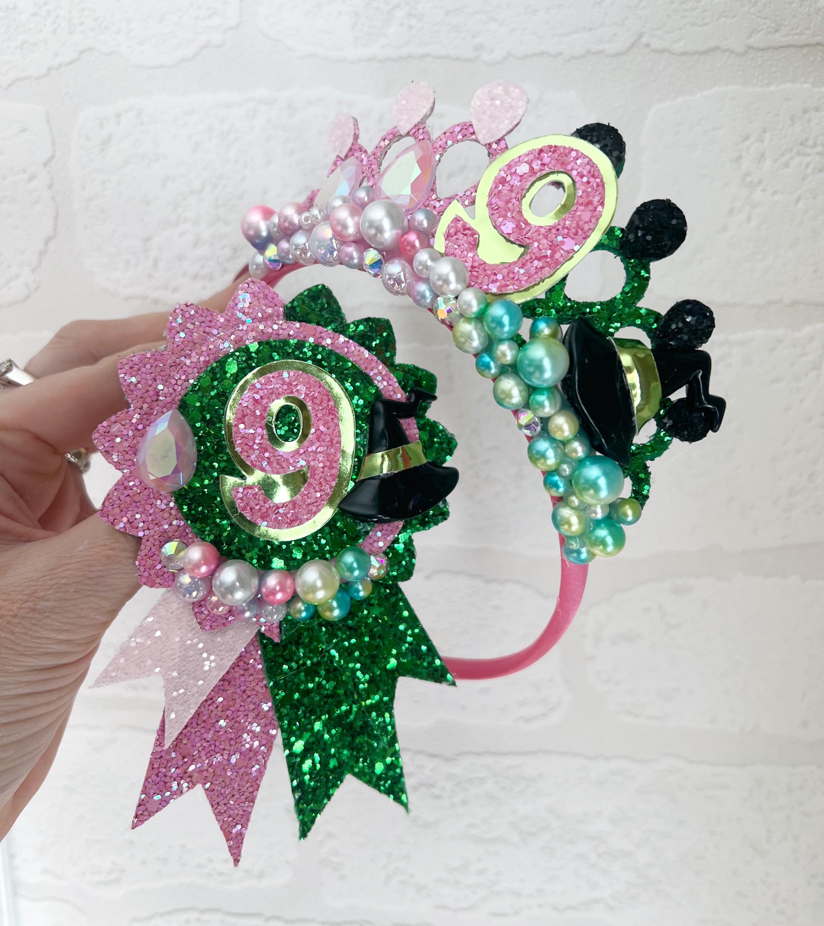 Pink & Green Birthday Tiara Crown: Wicked Princess Party Headband - Etsy
