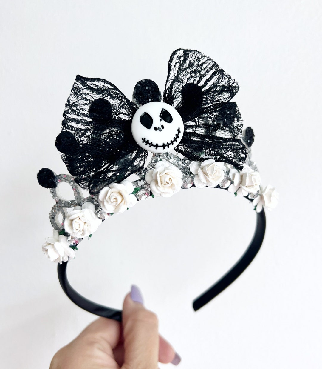 Spooky Halloween Crown Tiara, Black and Silver Halloween Tiara Alice ...
