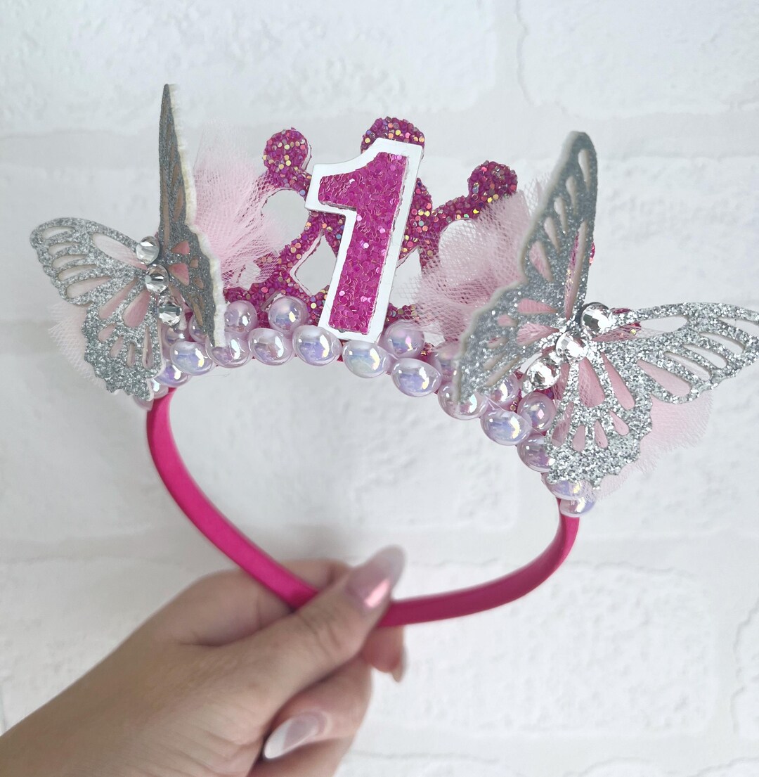 Butterfly Birthday Crown: Glitter Fabric Tiara, Alice Band Headband - Etsy