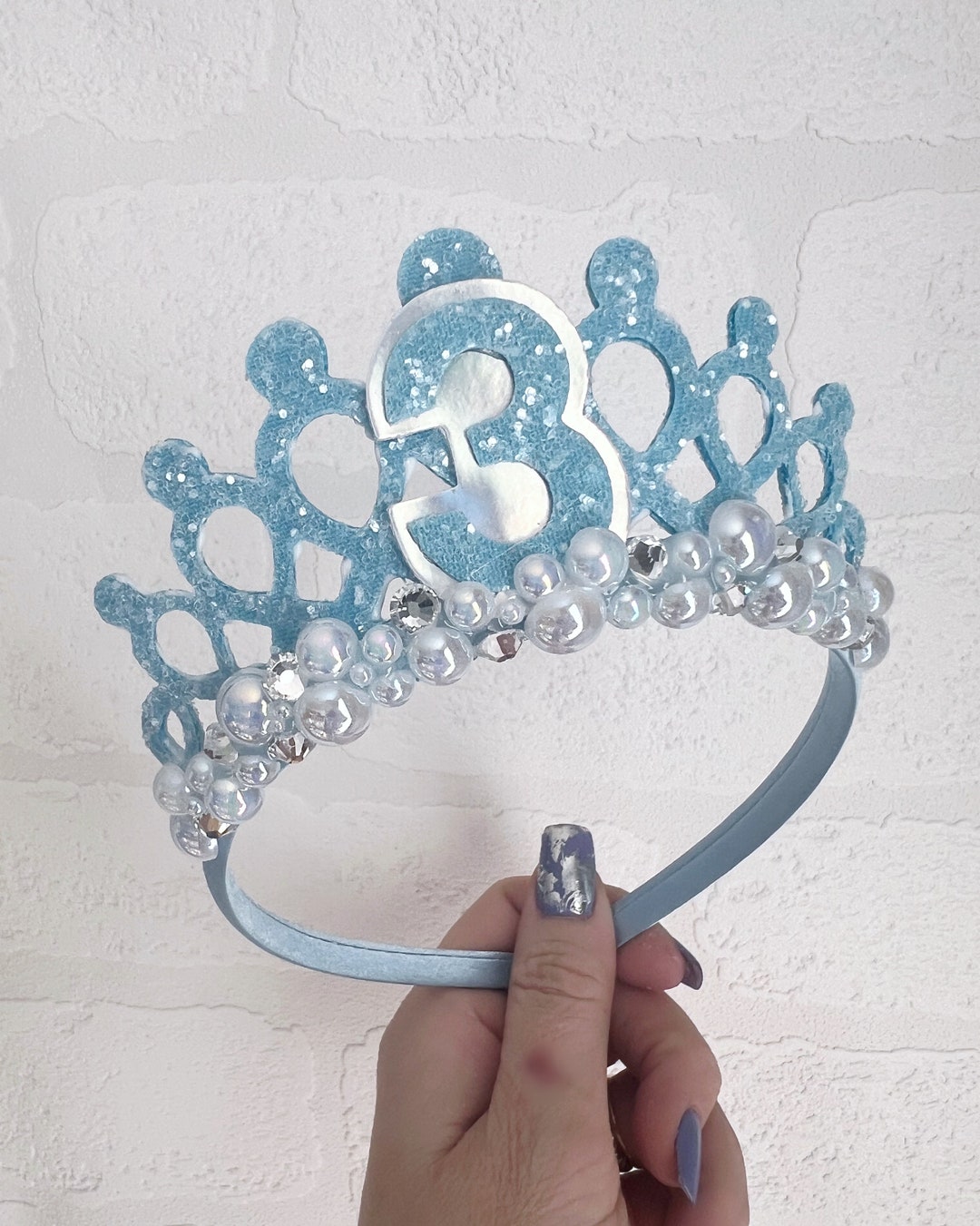 Birthday Tiara Crown, Baby Blue Princess Birthday Crown Tiara, Fairy ...