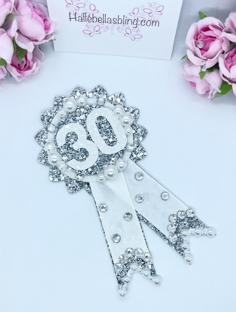 Personalized Birthday Rosette: Glitter Party Badge, Any Age - Etsy