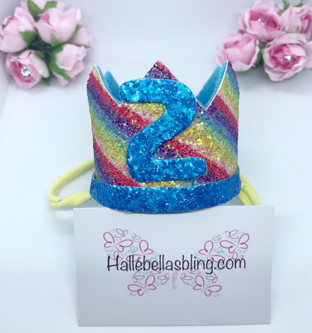 Rainbow Glitter Birthday Crown: First Birthday Party Hat - Etsy