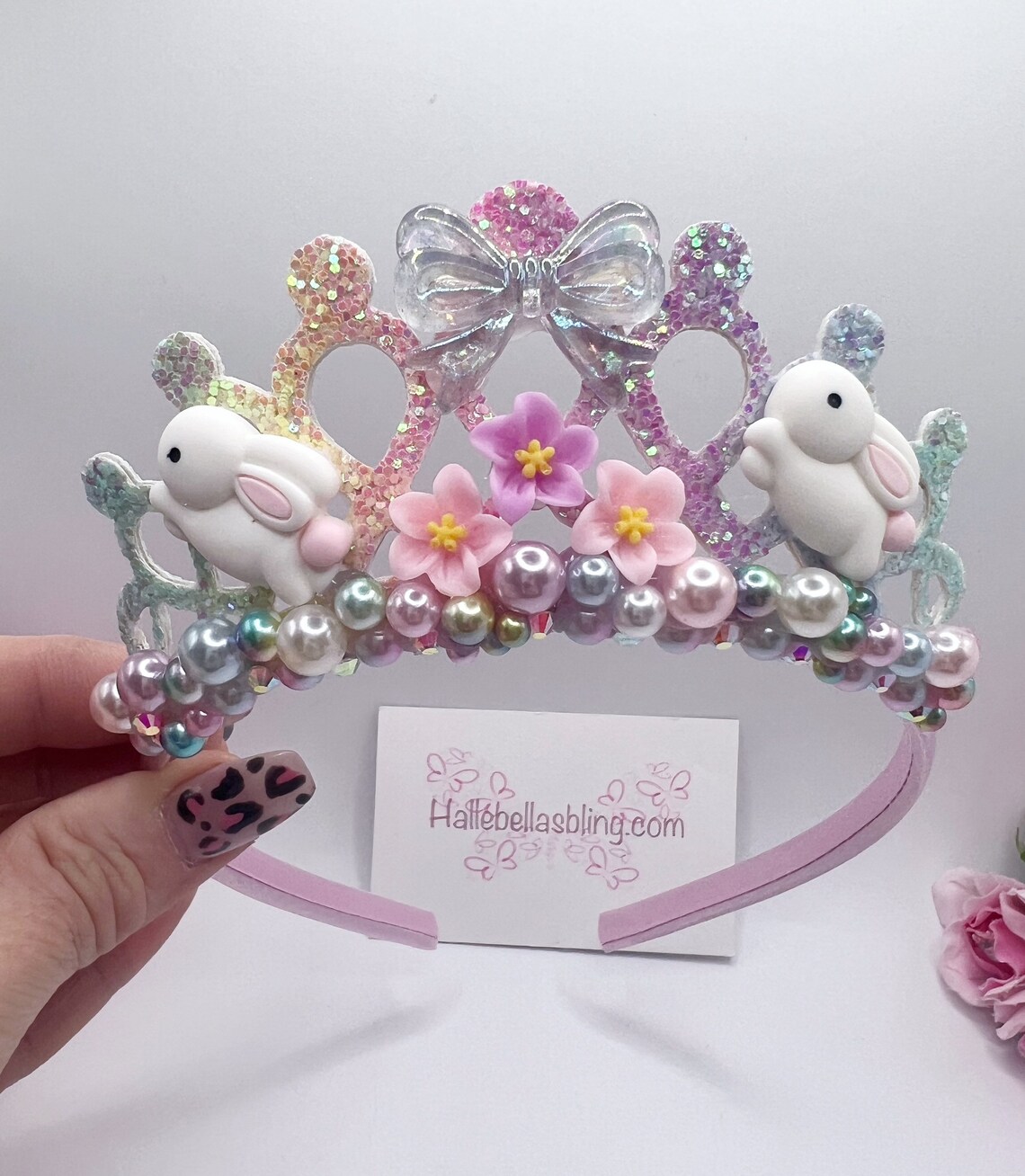Rainbow Bunny Tiara: Easter Birthday Party Crown - Etsy