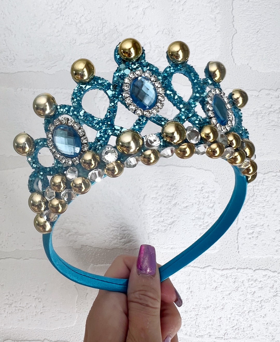 Handmade Princess Tiara Crown: Gold Pearls & Gems Birthday Headband - Etsy