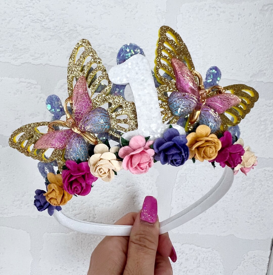Butterfly Birthday Crown Tiara, Butterfly Tiara Alice Band Headband ...