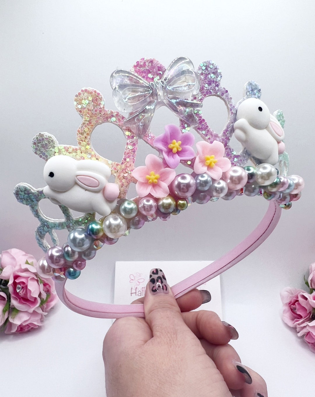 Rainbow Bunny Rabbit Birthday Easter Tiara Crown, Tiara Alice Band ...