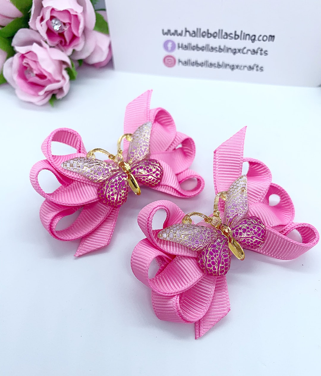 Pink Butterfly Hair Bow, Small Hair Bow, Toddler Hair Bows Hair ...