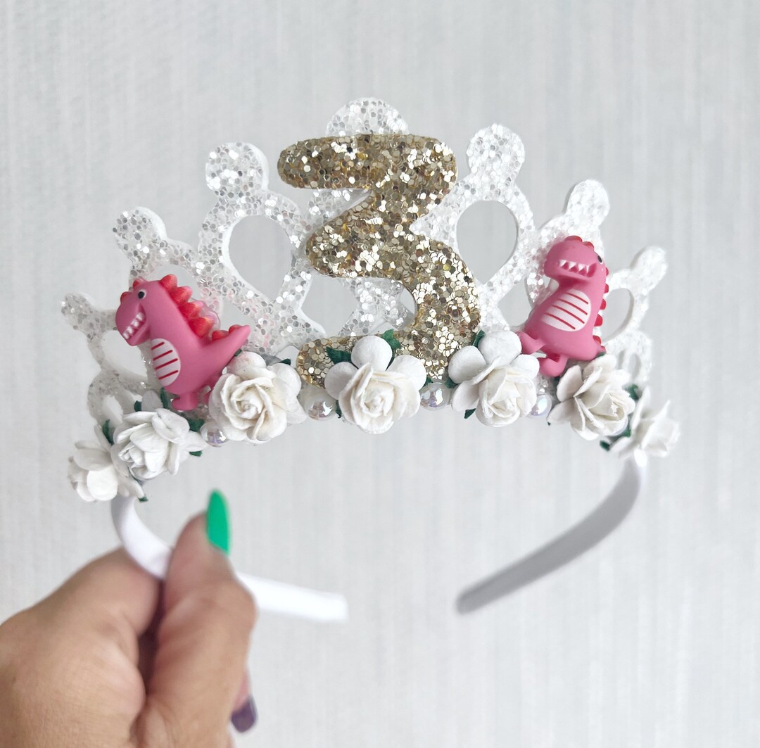 Dinosaur Birthday Crown Tiara, Princess Party Headband - Etsy