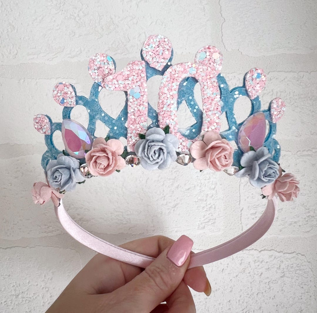 Birthday Tiara Crown, Pink & Baby Blue Princess Birthday Crown Tiara ...