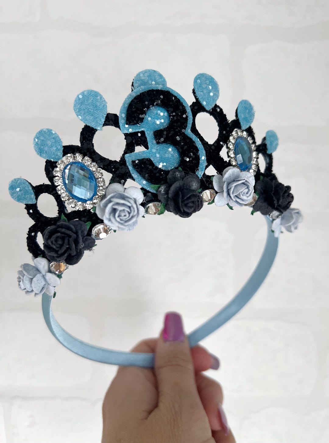 Birthday Tiara Crown: Dark Purple & Black Princess Party Headband - Etsy