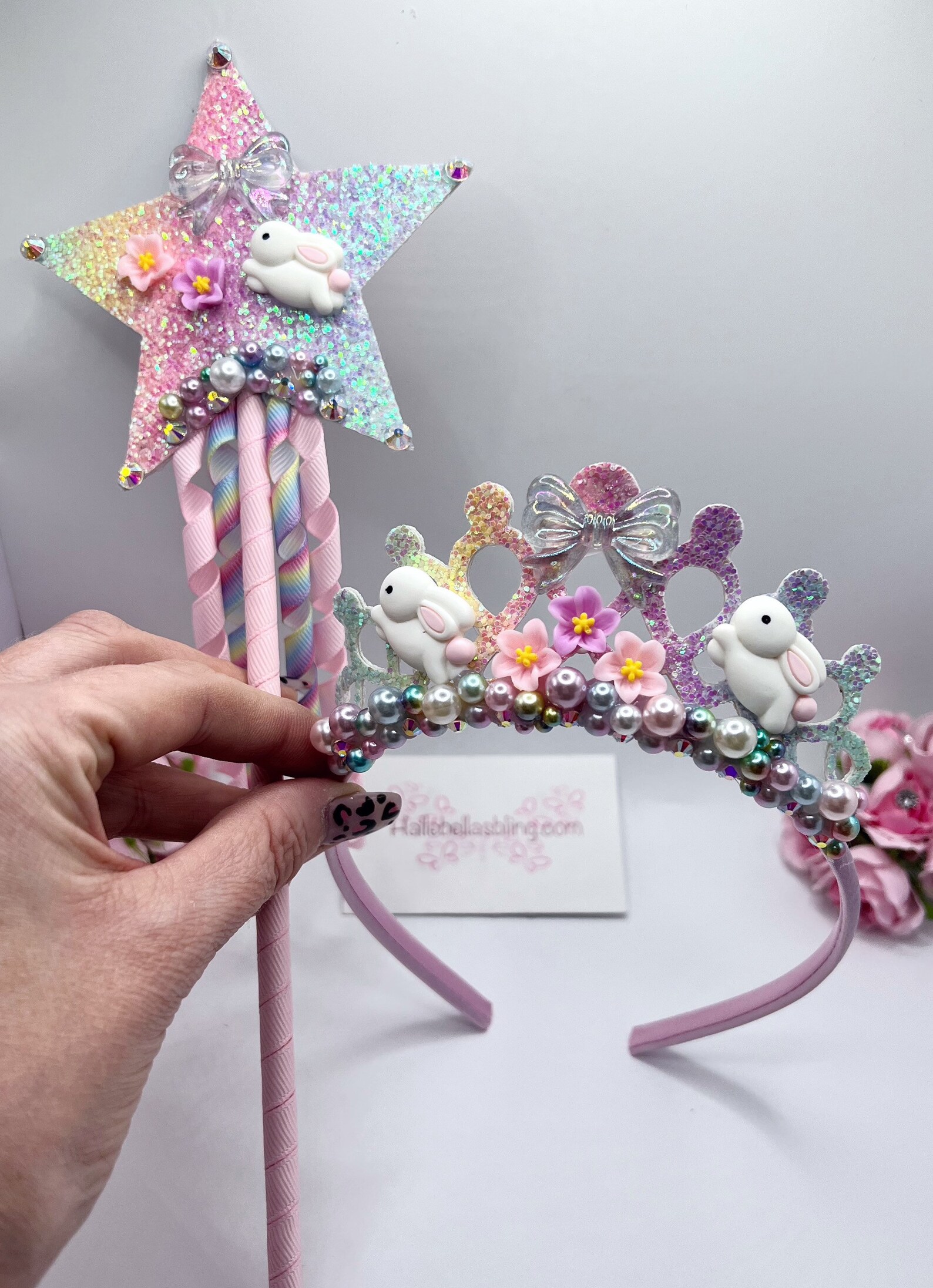Rainbow Bunny Tiara: Easter Birthday Party Crown - Etsy