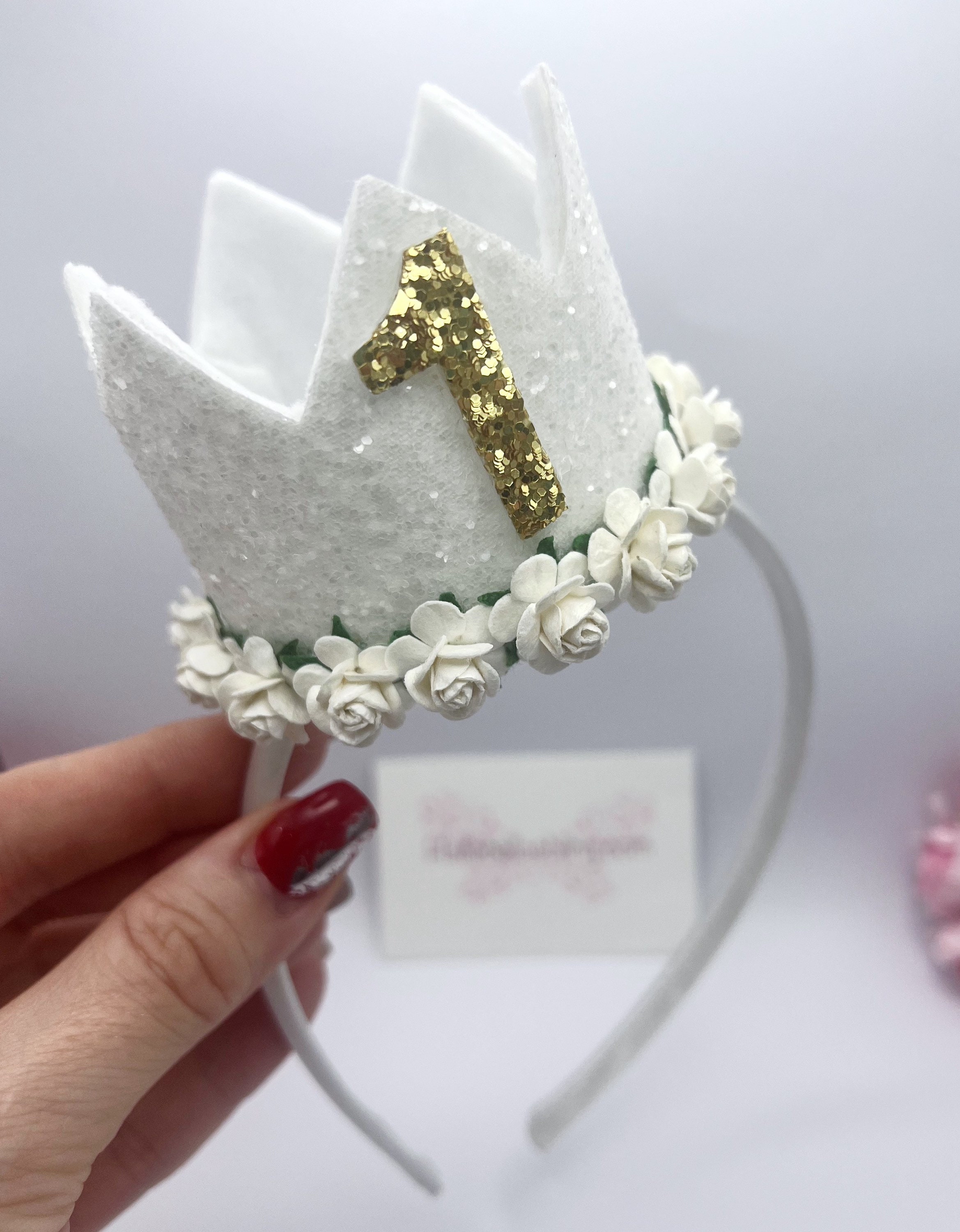 Crown on Alice Band White Birthday Crown Party Hat 1st - Etsy