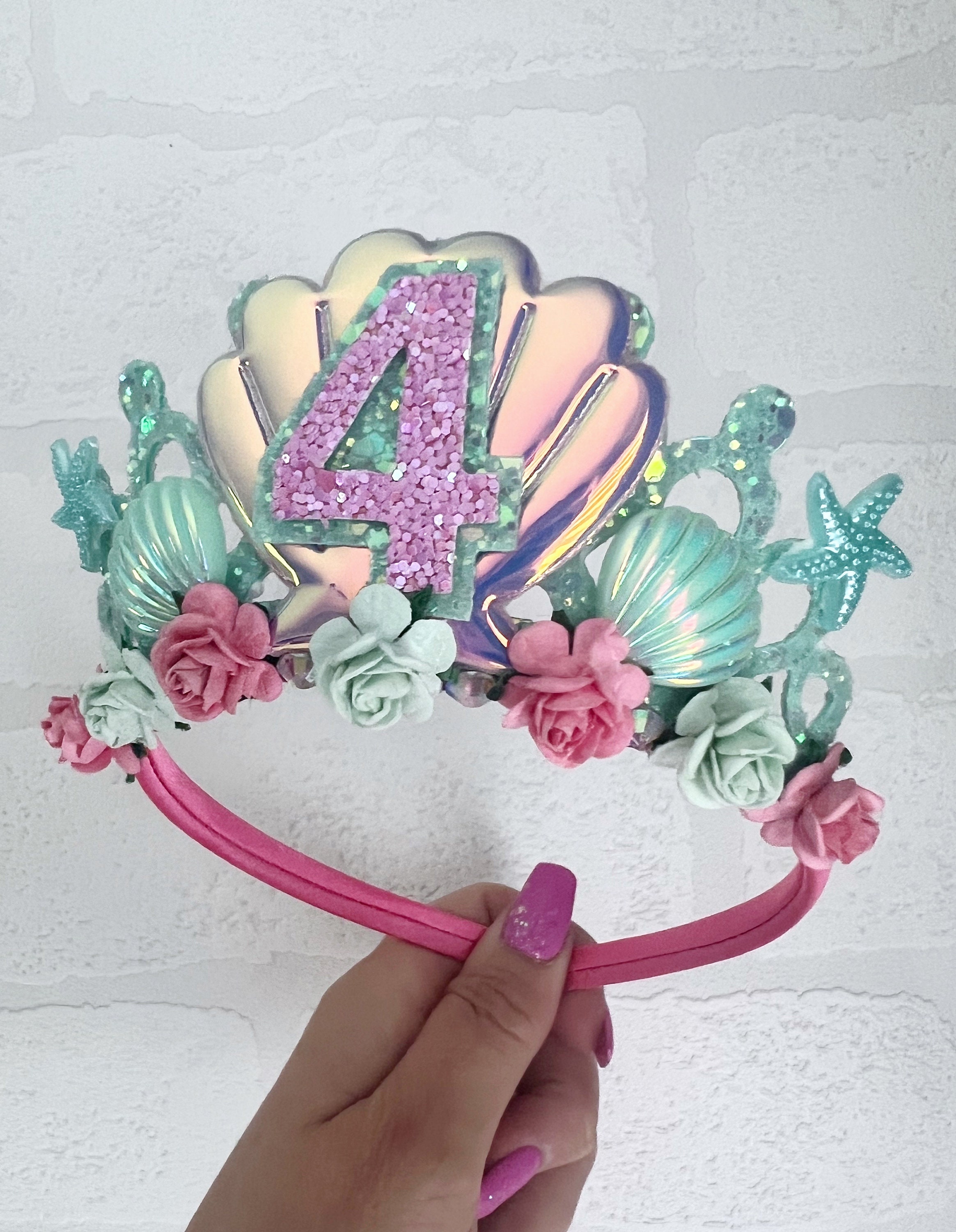 Mermaid Birthday Crown: Lilac, Teal, and Turquoise Tiara Headband - Etsy