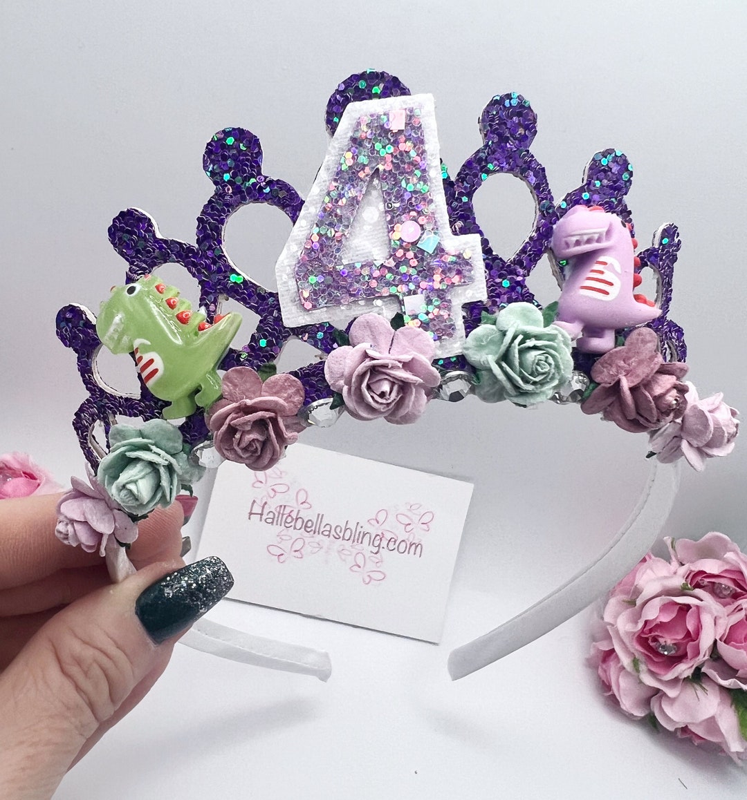 Birthday Tiara, Dinosaur Princess Birthday Crown Tiara, Dinosaur Tiara ...