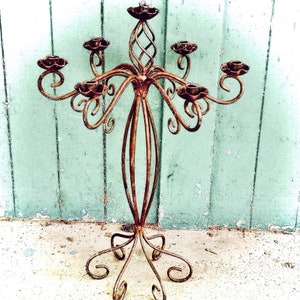 C'est Magnifique! FRENCH CANDELABRA STAND in Rusted Iron-work, Huge ...