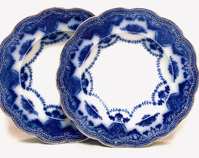 Pair of Antique W.H Grindley & Co., Waverley Pattern Flow-blue Serving ...