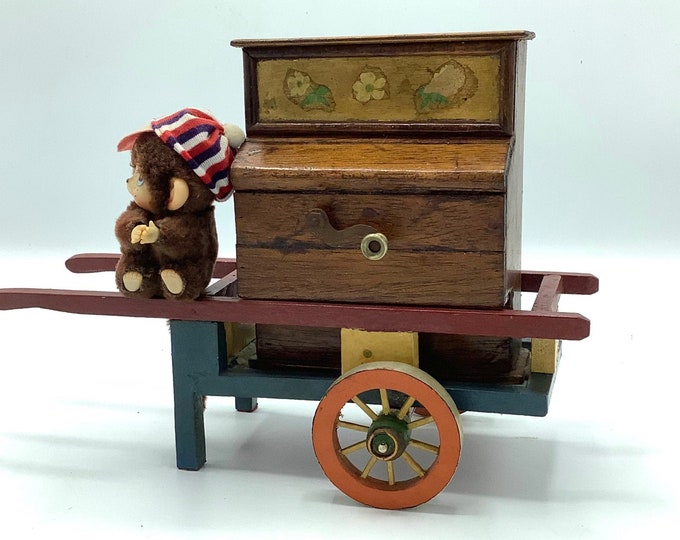 Vintage Wooden Musical Organ Grinder With Monkey / Old-fashioned Music ...
