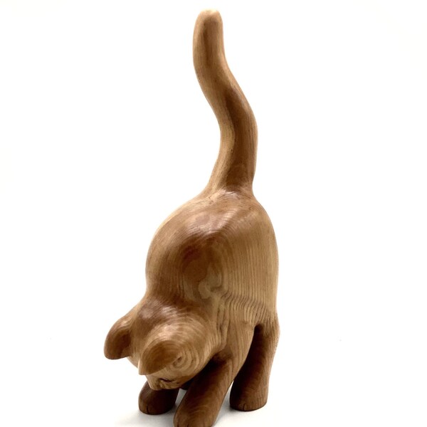 Carved Wood Cat - Etsy