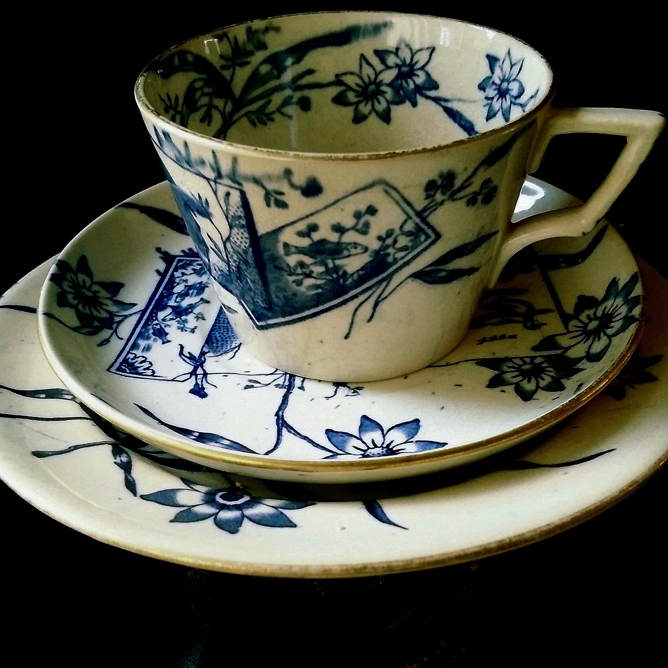Very Rare ENGLISH 19th Century EDGE MALKIN 'tunis' Blue & White Trio ...