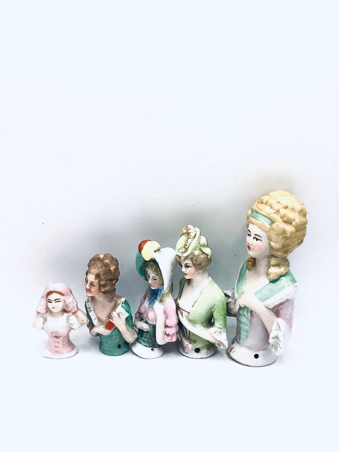 Set of 5 Antique French & German Porcelain Half-dolls / 19th Century ...