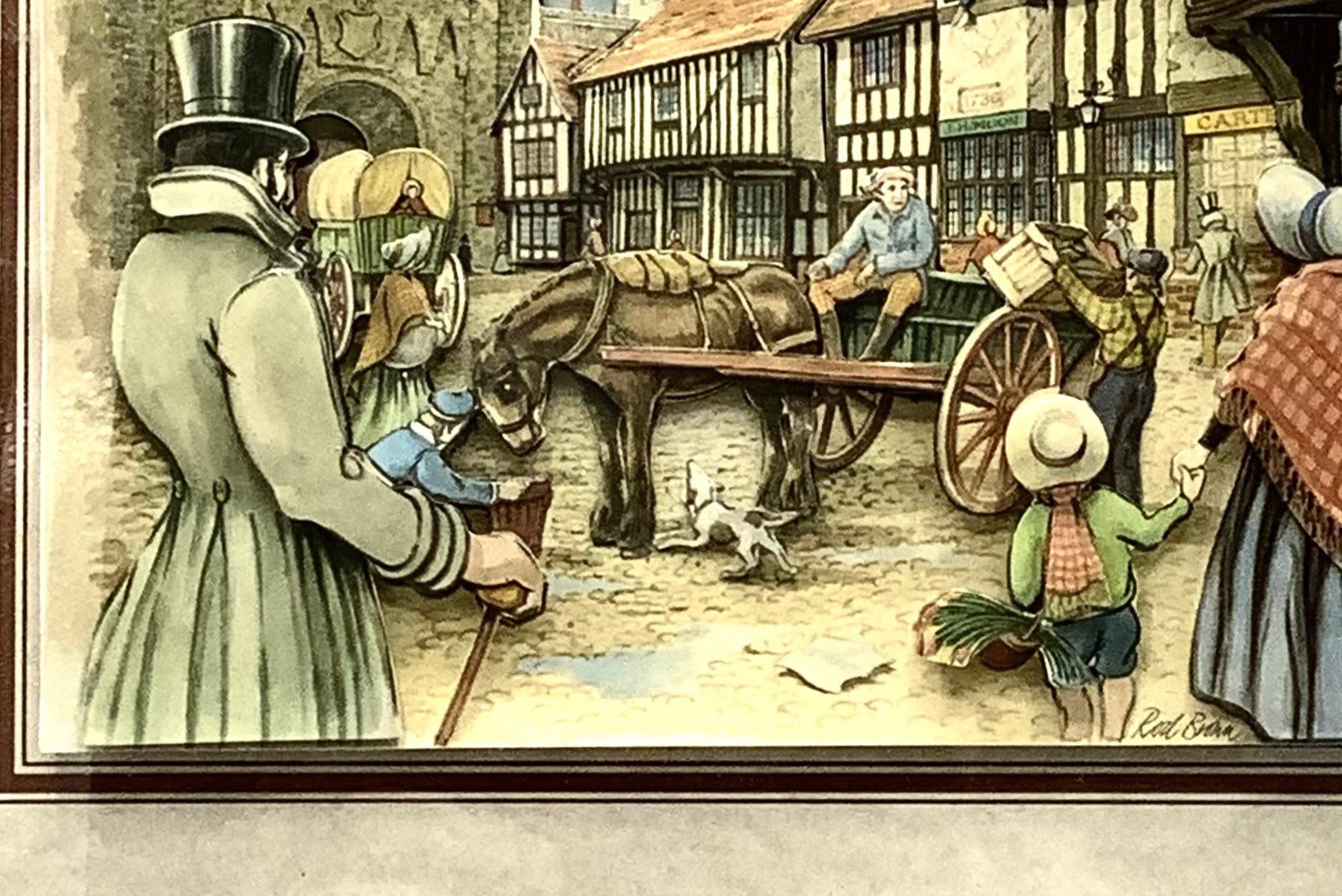 Vintage VICTORIAN STREET SCENE Découpage Signed & Framed by | Etsy