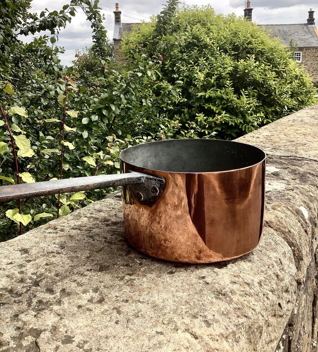 Antique Large & Very Heavy French Copper Stock Pan With Tin Lining and ...