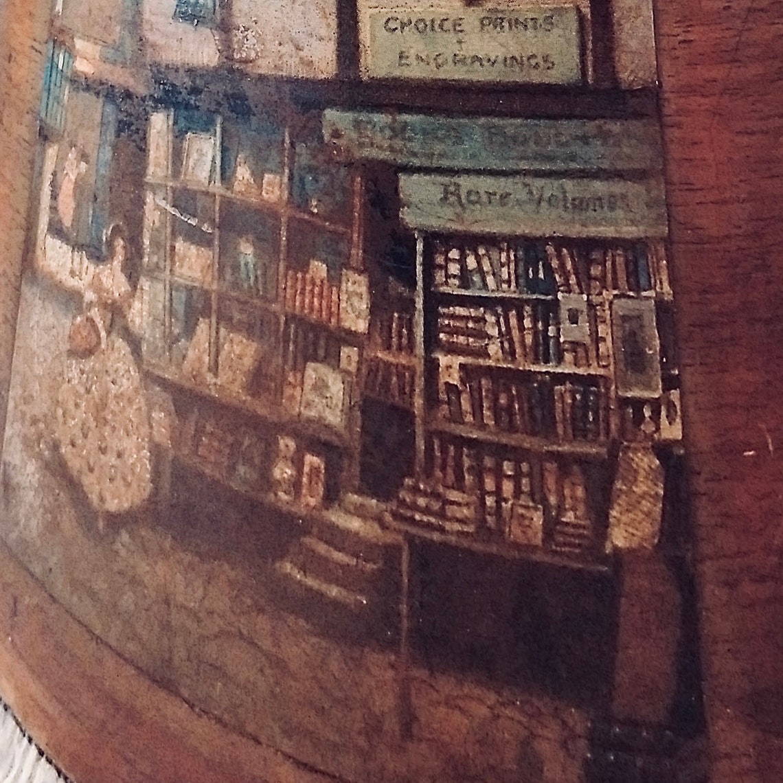 EDWARDIAN BISCUIT BARREL With Old Bookshop Imagery // Vintage | Etsy