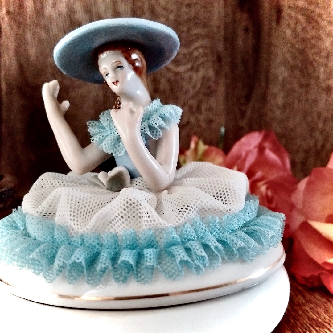 PERFECT: HALF-LADY German Porcelain Powder Jar // First-quality Half ...