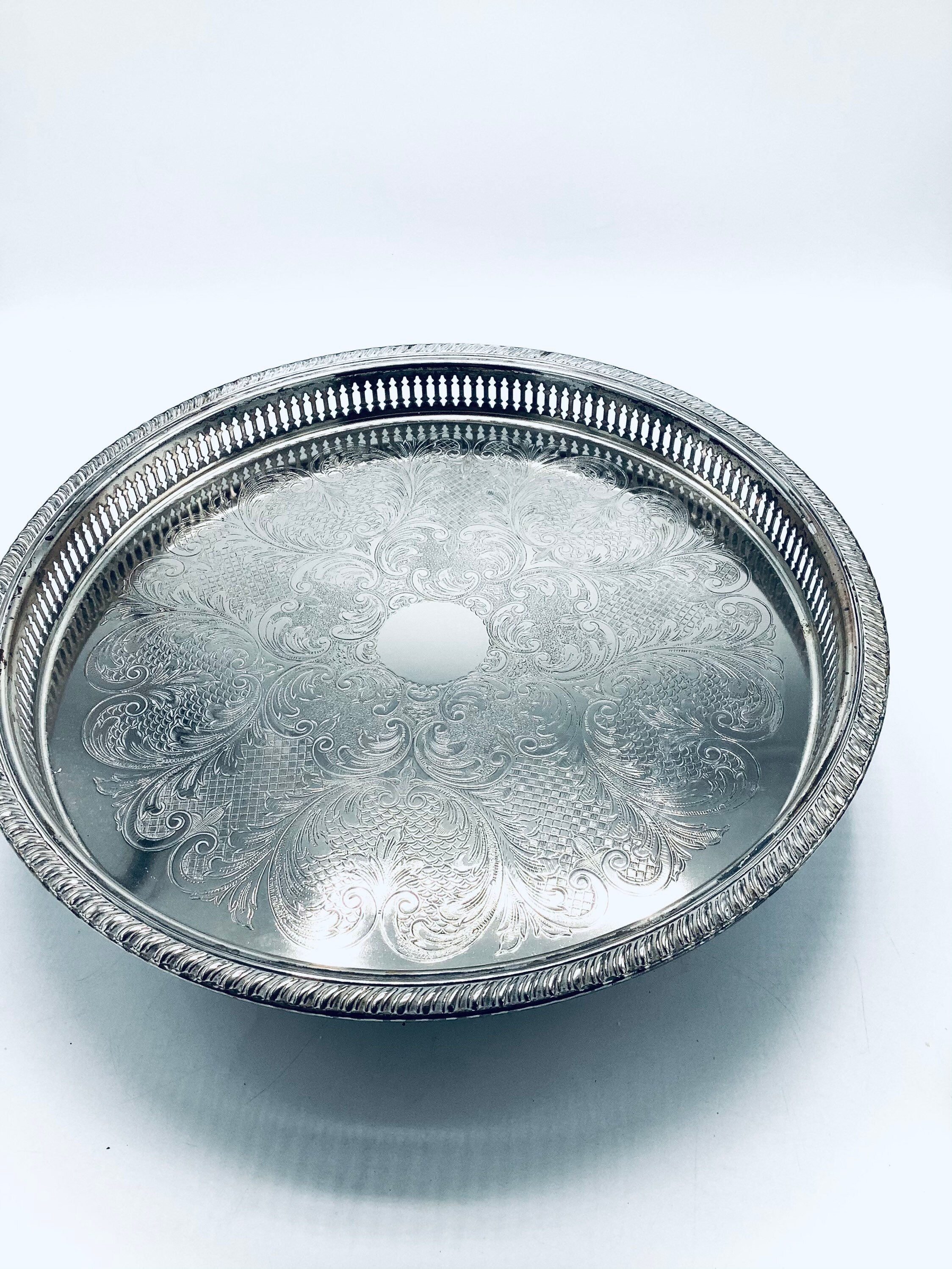 Large Silver Plated Engraved Gallery Tray Made in Sheffield / Downton ...