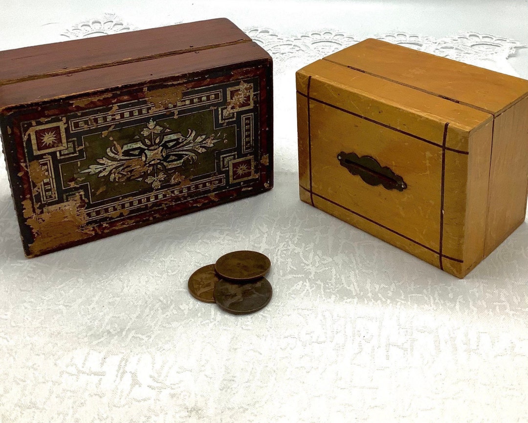 A Pair of Victorian Money Boxes / 19th Century Savings Bank / Antique ...