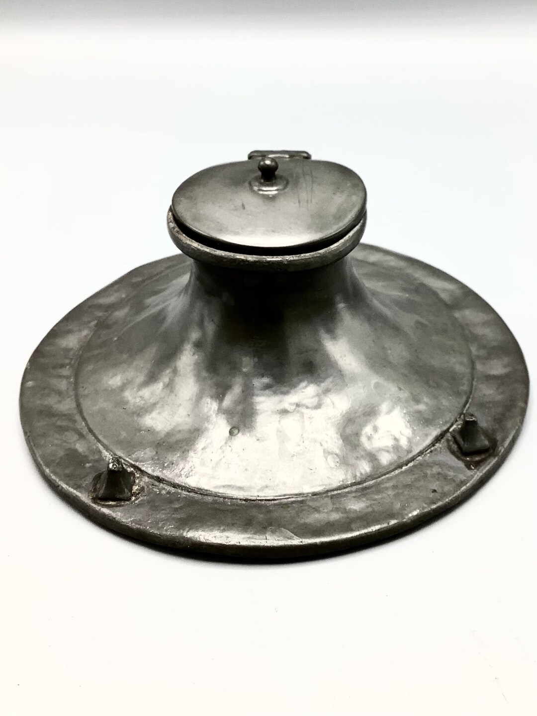Antique 19th Century CAPSTAN PEWTER INKWELL / Arts & Crafts Desktop Ink ...
