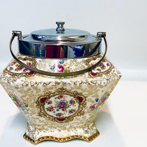 Large James Kent “pompadour” Biscuit Jar Made in England 1940’s ...