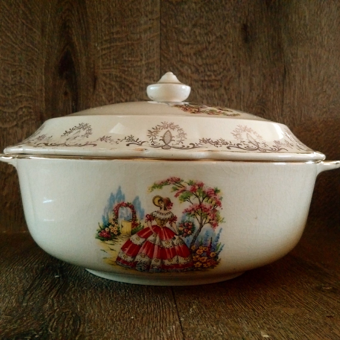 Rare Arthur Meakin English Art Deco CRINOLINE LADY TUREEN & Underplate ...