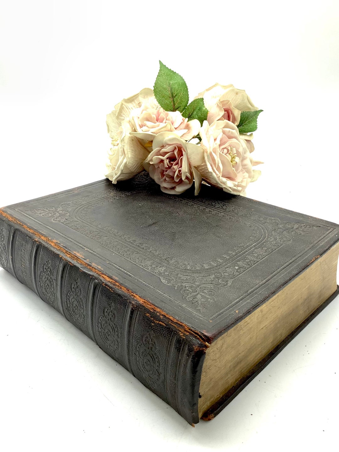 Impressive “pulpit Size” Leather Holy Bible (dated 1854) Printed by ...