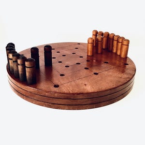 Antique Treen Wood NINE MEN’S MORRIS (merrelles) English Parlour Game ...