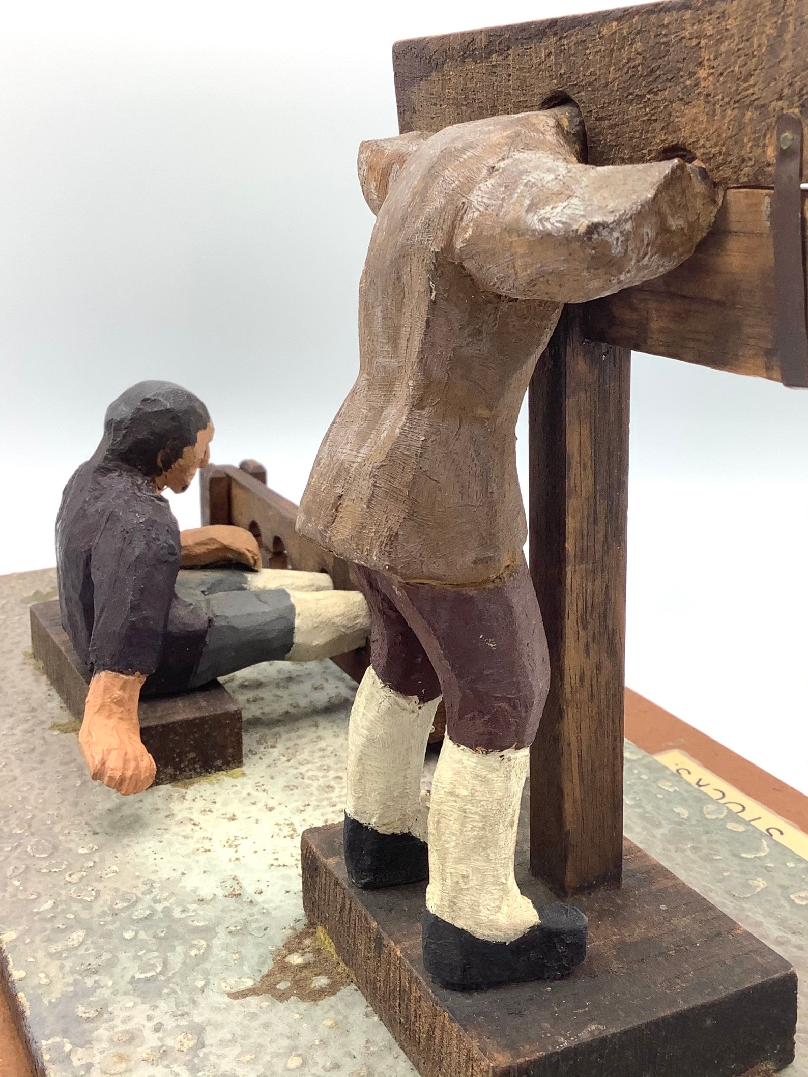 Museum Exhibition Scene of Medieval Stocks & Pillory / / Miniature ...