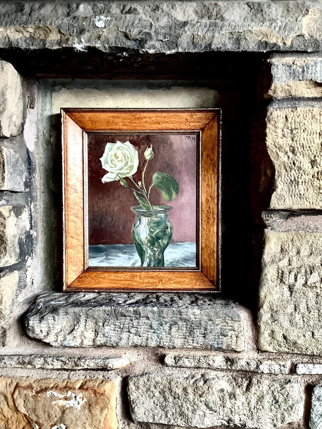 Original Oil Painting “the White Rose” Signed Frederick Beddington ...
