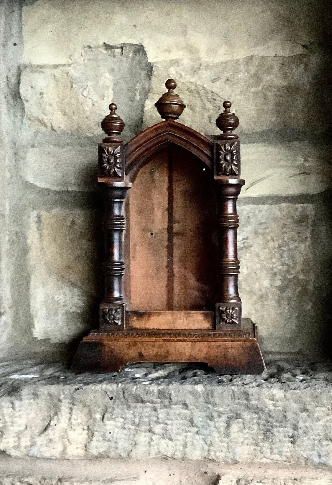 Antique Hand-made Gothic Revival Wood & Glass Door Display Cabinet for ...