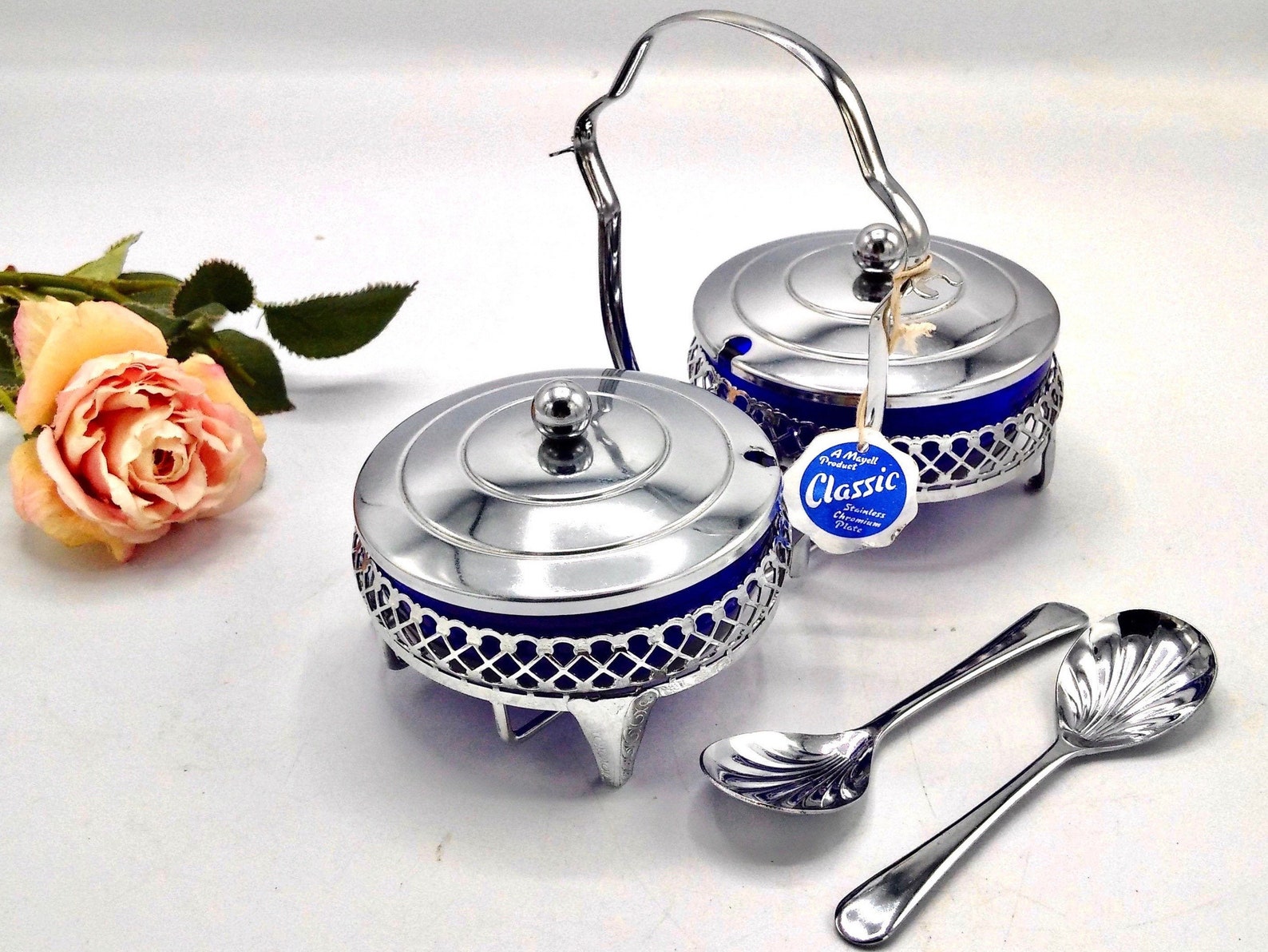 As New! With Tags! Mid-century Mayell England Preserves Set With Stand ...