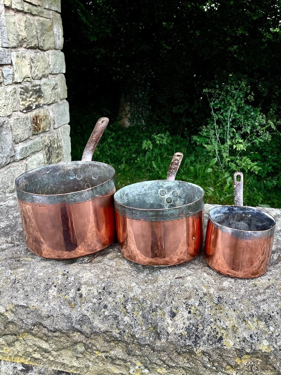 Beautiful Set of 3 French Antique Early 19th Century Tin-lined Copper ...