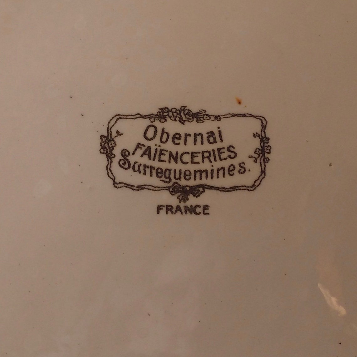 FRENCH OBERNAI SARREGUEMINES Large Ceramic Platter With Village Scene ...