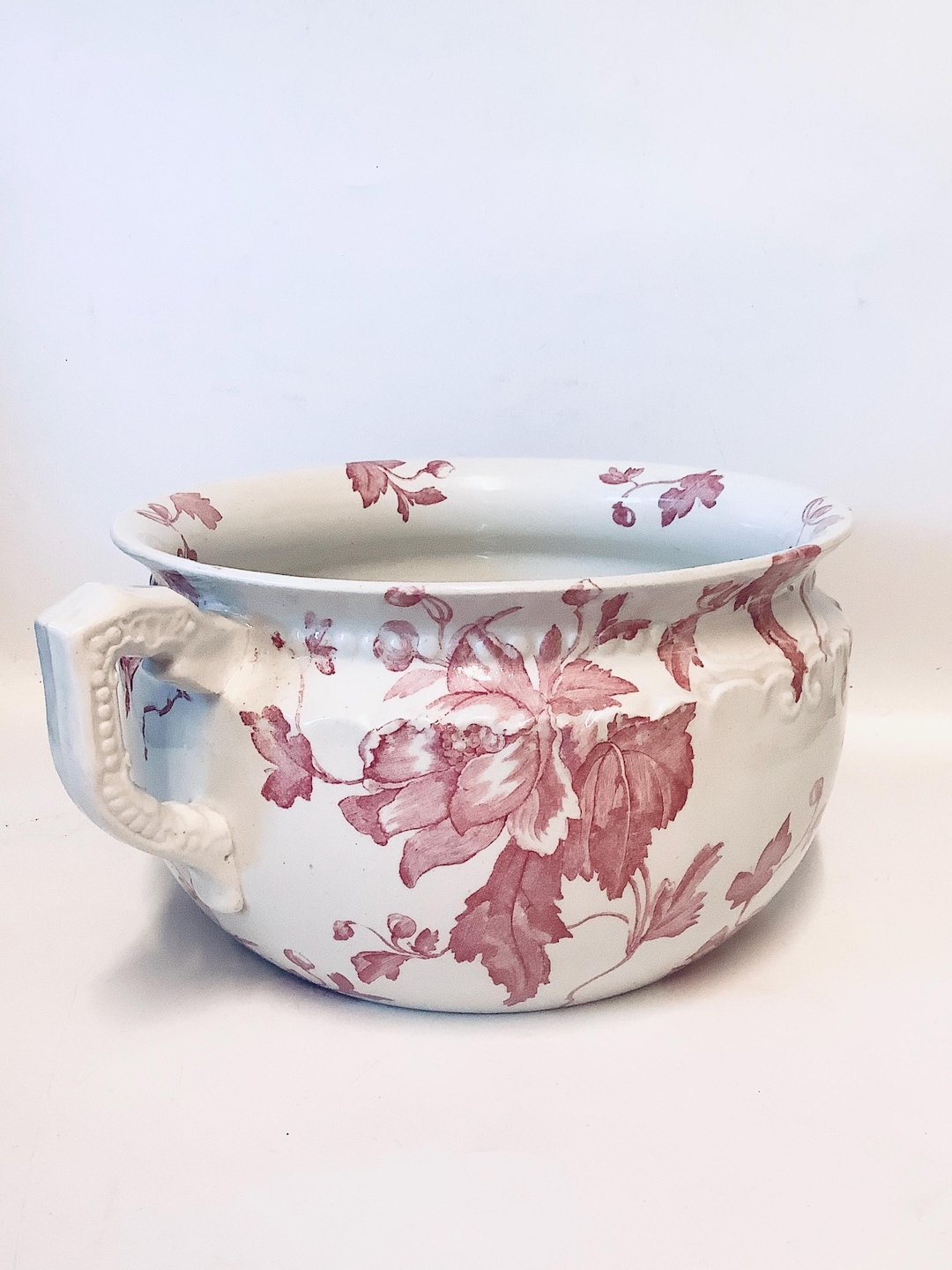Gorgeous Antique English Chamber Pot in a Pretty Pink Toile Pattern ...