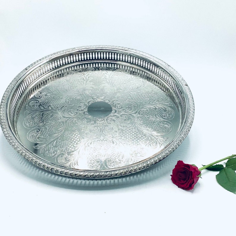Large Silver Plated Engraved Gallery Tray Made in Sheffield / Downton ...
