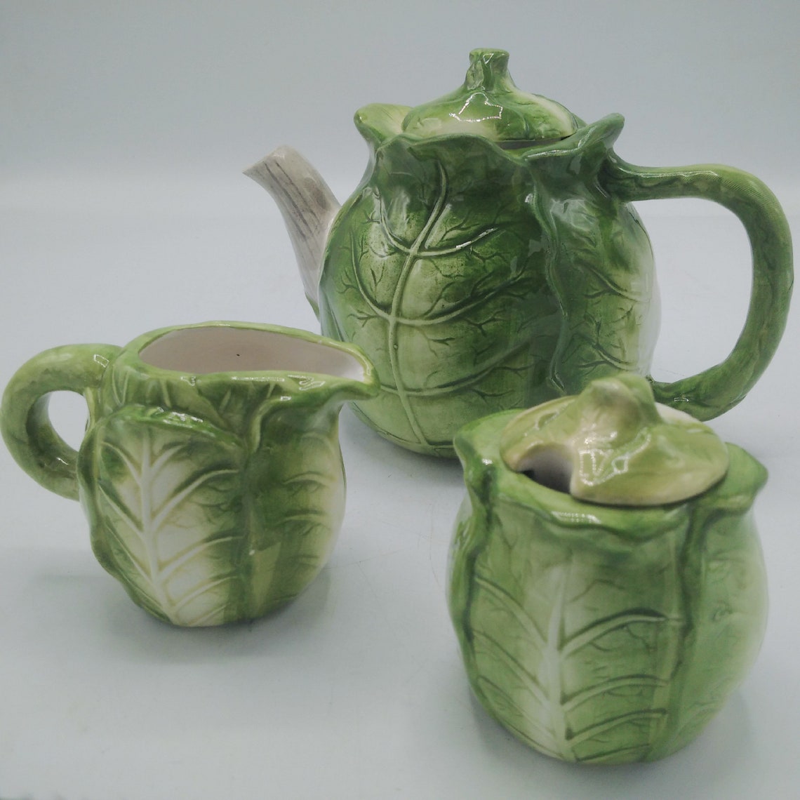 Vintage GREEN CABBAGE LEAF Tea Set / Quirky Afternoon Tea | Etsy